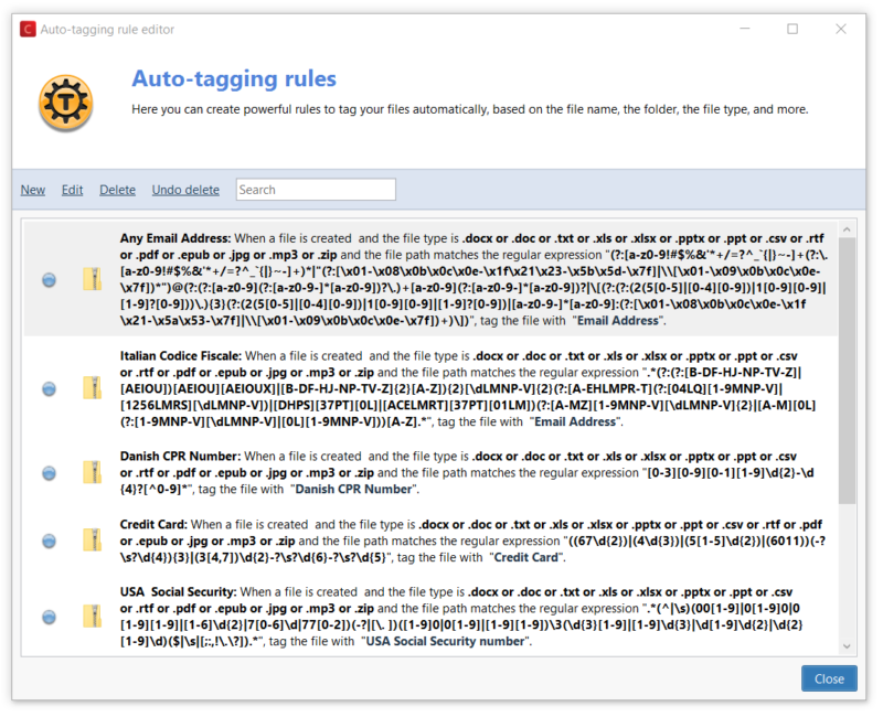 Data mining: auto-tagging rules with regular expressions - File Tagging, Document Management