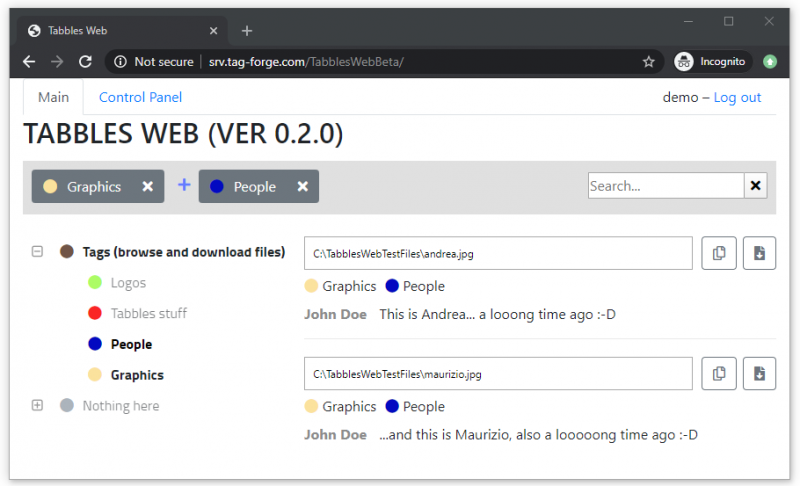 Tabbles Web 0.2 update - File Tagging, Document Management